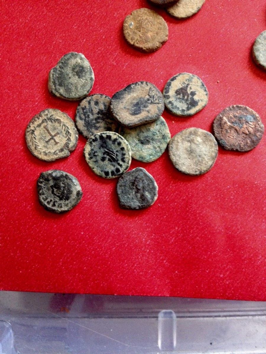Uncleaned And Unsorted Desert Roman Cross Coins – www.nerocoins.com